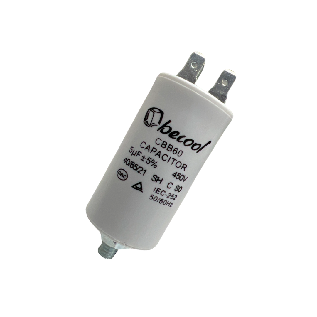 CAPACITOR - 5uF 450v AC - 55mm x 40mm - Metal With Stud (M8) Dimensions ...