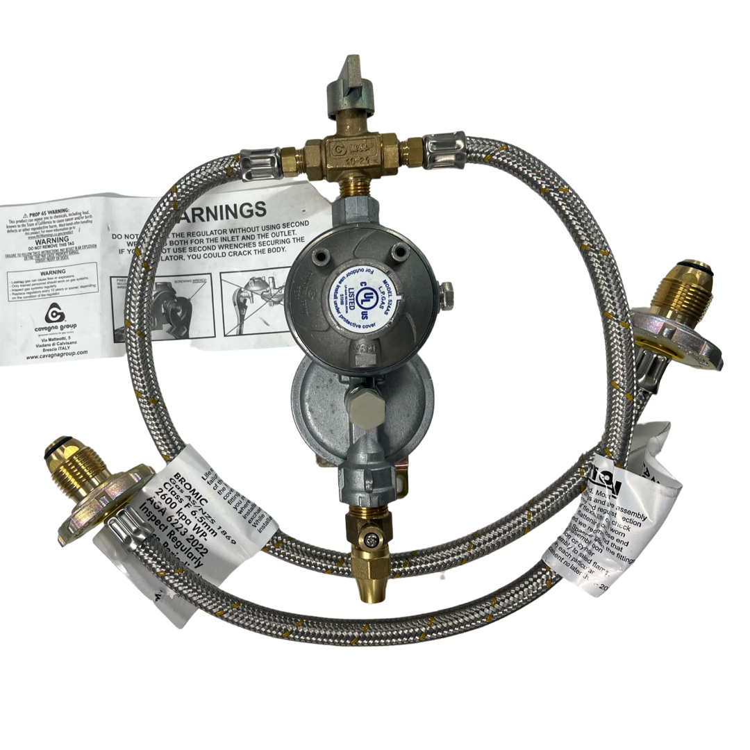 LPG DUAL MAUAL GAS REGULATOR KIT - DOUBLE BOTTLE SUITS CARAVAN HOME USE ...