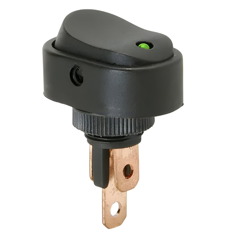 Green Illuminated Oval LED Rocker Switch – SPST 20A 12VDC - Agency ...
