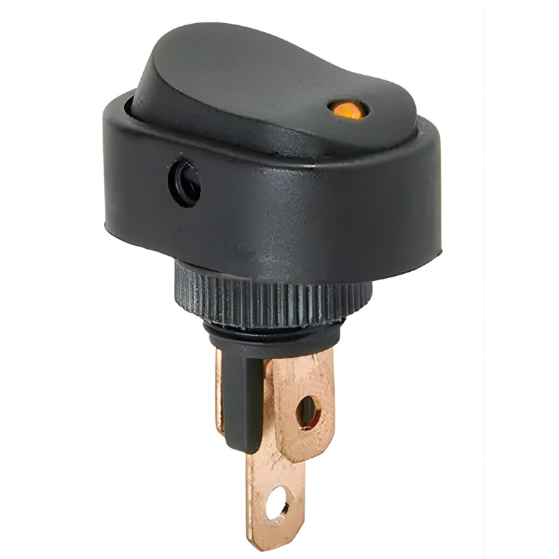 Amber Illuminated Oval LED Rocker Switch – SPST 20A 12VDC - Agency ...