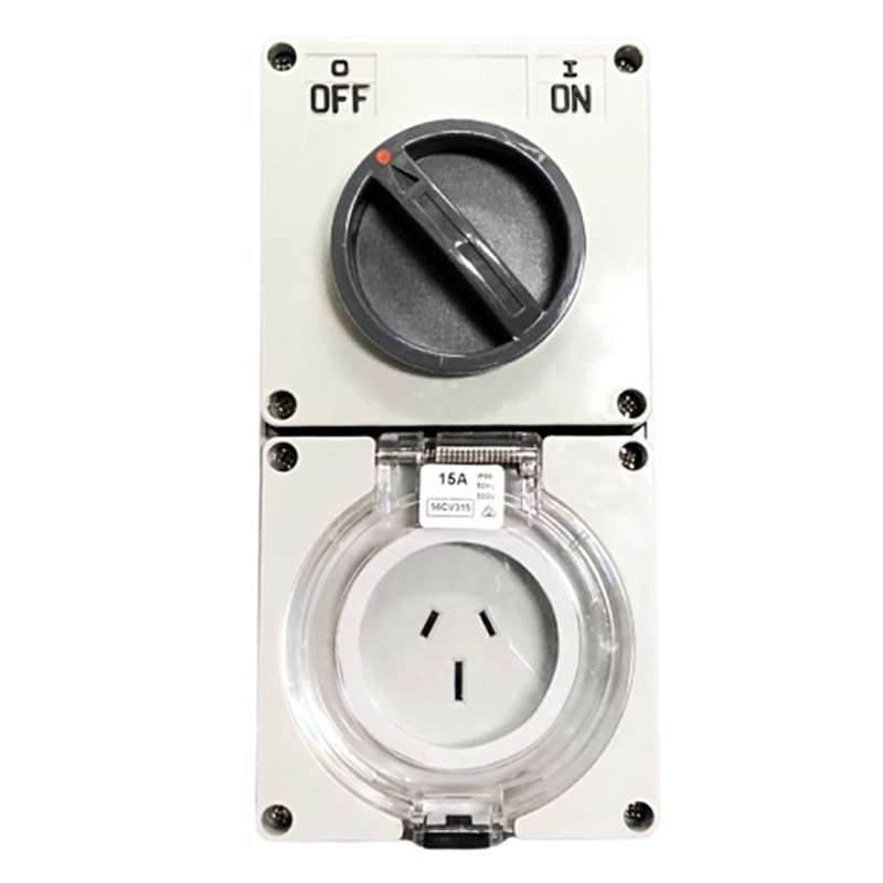 Single Phase 3 Flat Pin Combo Switch and Socket 15A IP66 - Agency Spare ...