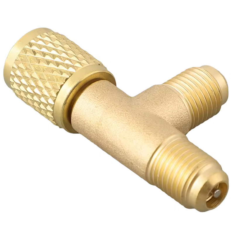 Quick Coupler T-Valve Core Adapter 1/4 SAE for R22 R12 R134 Refrigerant ...