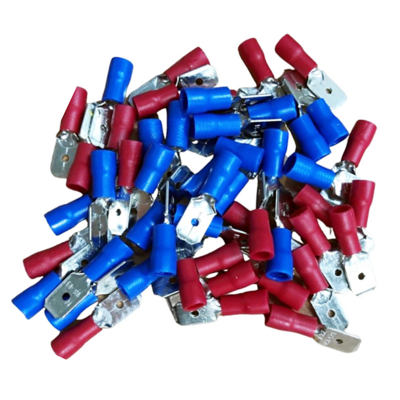 Insulated Spade Crimp Terminals Red & Blue 6.3mm (50 Pack) - Agency ...
